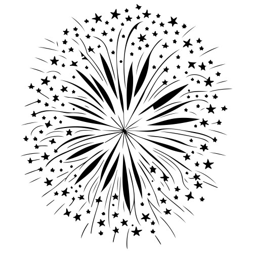 Shining firework with stars sketch draw Royalty Free Vector