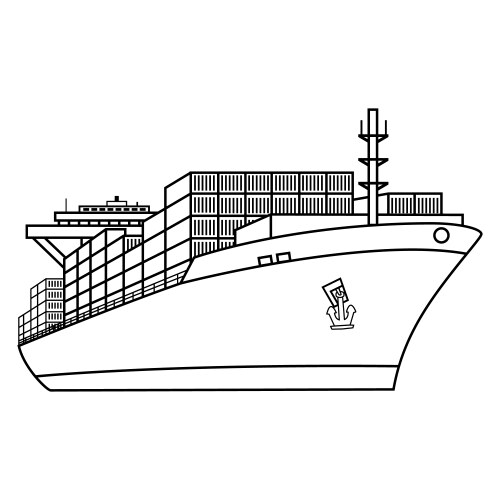 Cargo ship clipart container outline art Vector Image