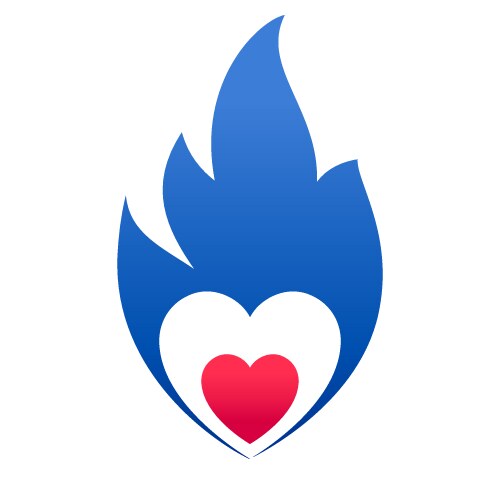 Fire blue flame hot red heart symbol Royalty Free Vector