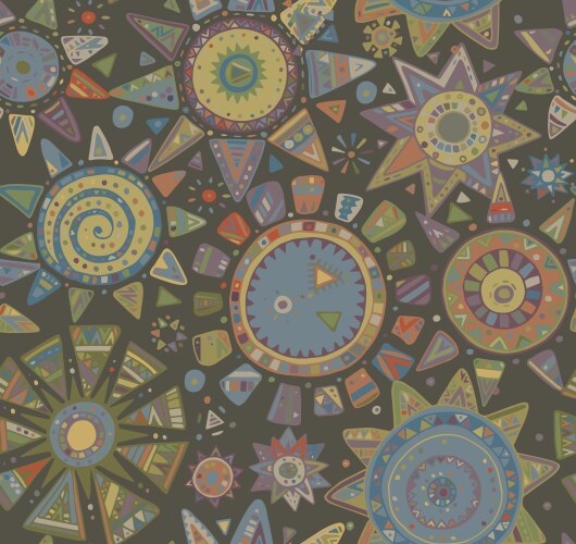 Tribal stylized sun ornament seamless pattern Vector Image