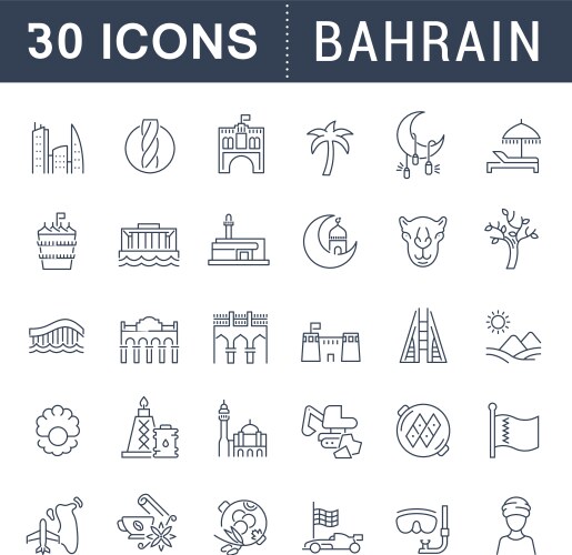 Set line icons bahrain Royalty Free Vector Image