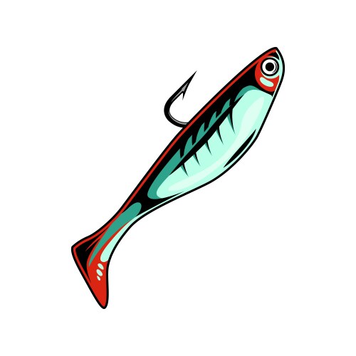 Cartoon fishing lure with heart Royalty Free Vector Image