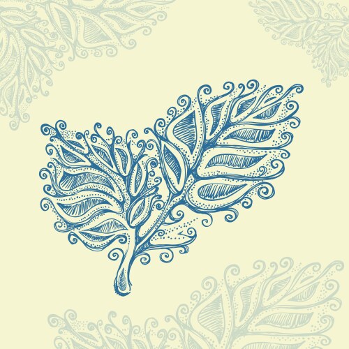 Ink drawn leaves collection Royalty Free Vector Image