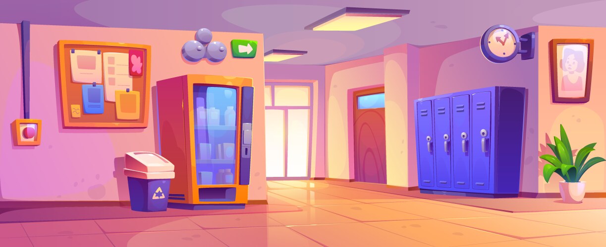 Cartoon school or college hallway Royalty Free Vector Image