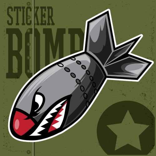 Flying Tiger Shark Bomb Sticker Royalty Free Vector Image