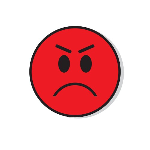 Emoji red angry sad face Royalty Free Vector Image
