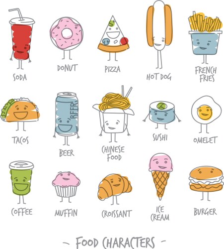 Cute chibi kawaii characters alphabet professions Vector Image