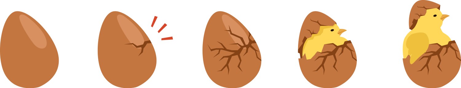 Little chick hatching out the egg Royalty Free Vector Image