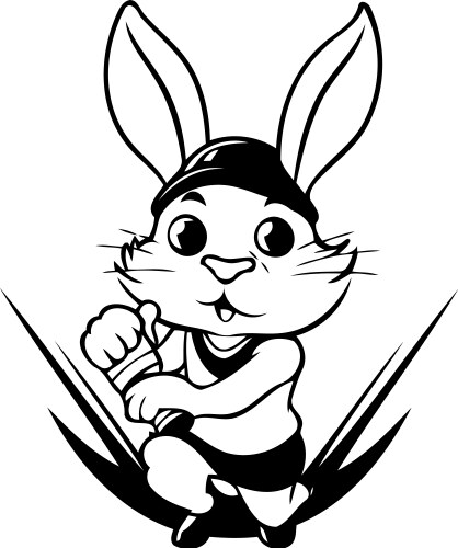 Rabbit baseball mascot isolated on white Vector Image