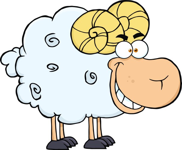 Cartoon of funny happy ram Royalty Free Vector Image