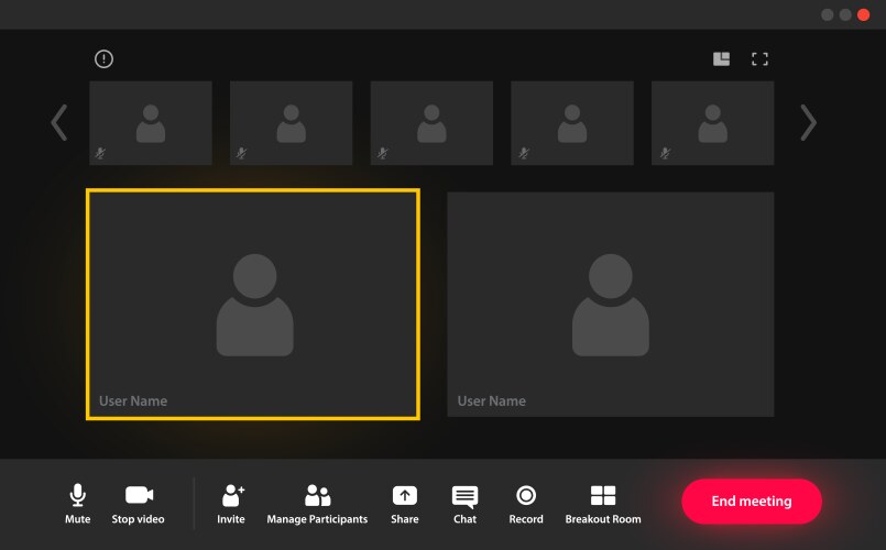 Video call template meeting app flat ui Royalty Free Vector