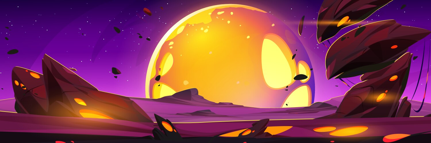 Cartoon alien planet surface with stones Vector Image