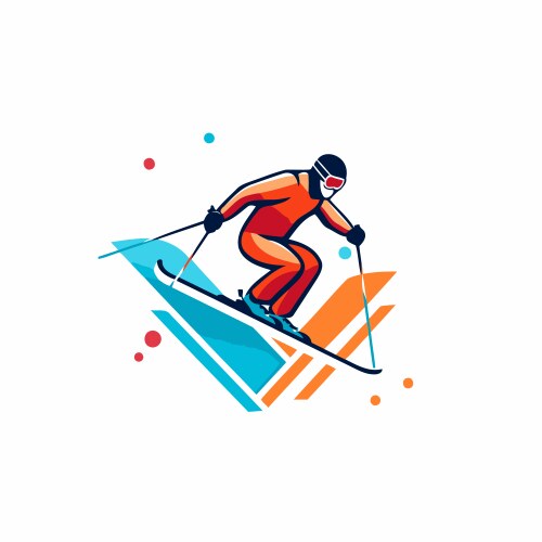 Cross-country skiing logo of skier Royalty Free Vector Image