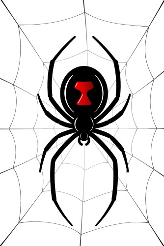 Spider black widow cobweb red 3d Royalty Free Vector Image