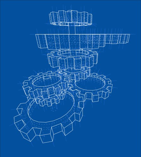 Different types of gears blueprints Royalty Free Vector