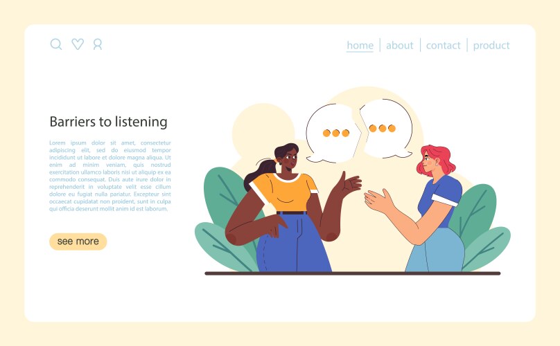 Active listening skill web banner or landing page Vector Image