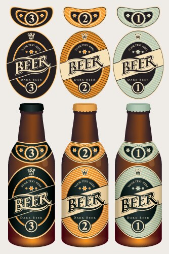 Realistic glass beer bottle with label Royalty Free Vector