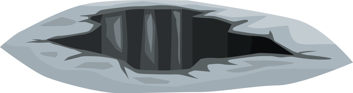 Big hole forming deep ground crater for geology Vector Image