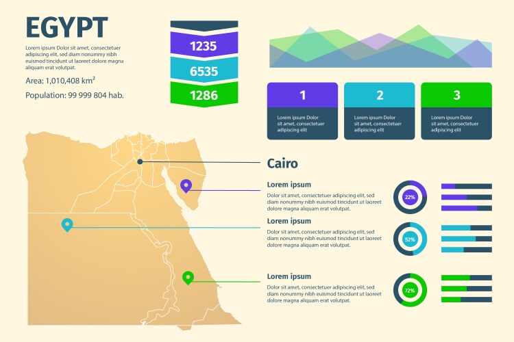 Flat egypt map infographic Royalty Free Vector Image