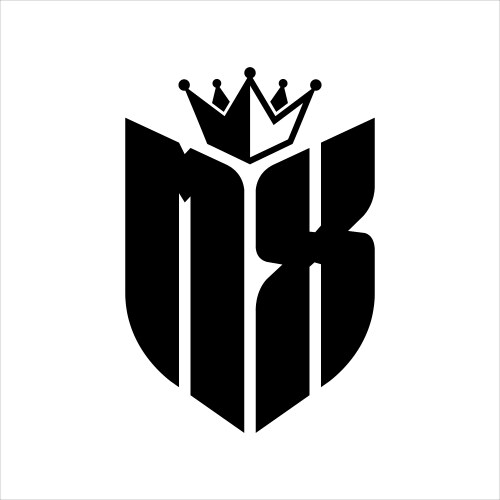 Mx letter monogram with triangle curve shield Vector Image