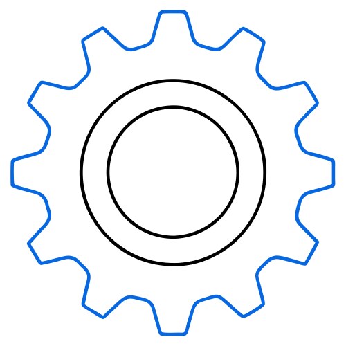 Blue mechanical cog outline art Royalty Free Vector Image