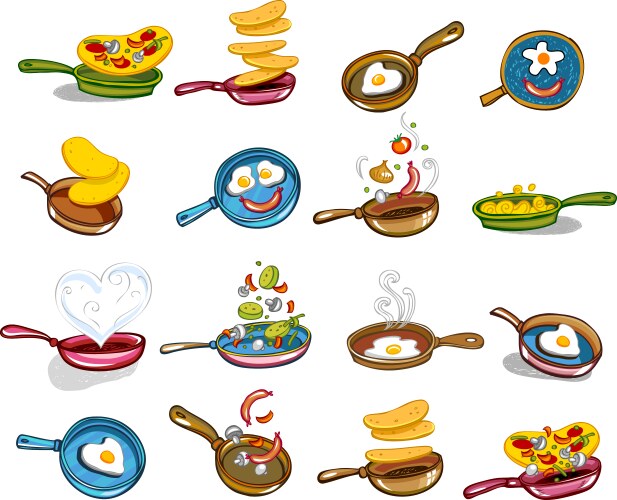 Cartoon breakfast morning drink and food cup Vector Image