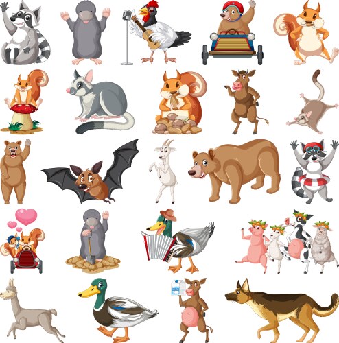 Cartoon animals collection set Royalty Free Vector Image