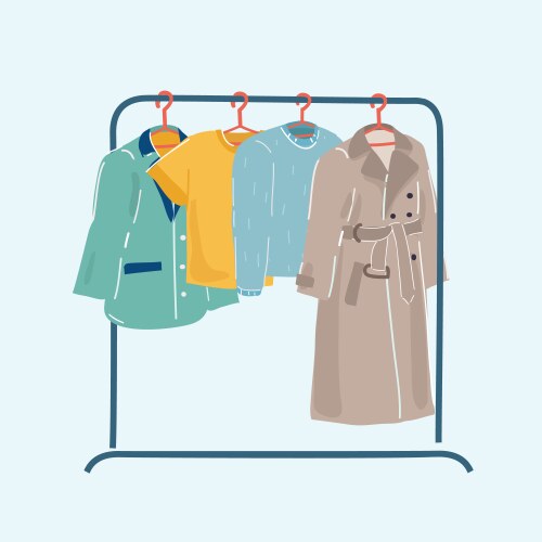 Man near rack with clothes Royalty Free Vector Image