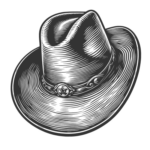 Cowboy hat engraving sketch Royalty Free Vector Image