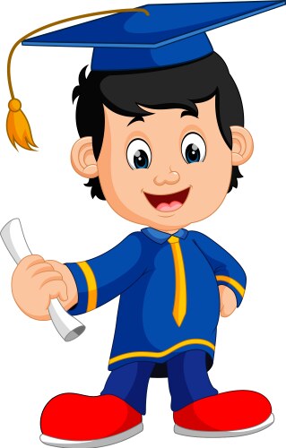 Cartoon boy in graduation costume Royalty Free Vector Image