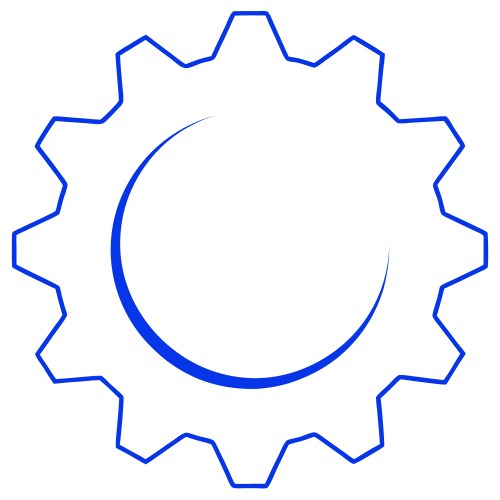 Blue mechanical cog outline art Royalty Free Vector Image