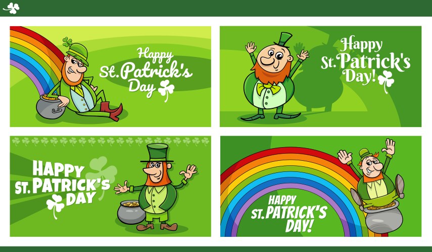 Saint patrick day designs set with cartoon Vector Image