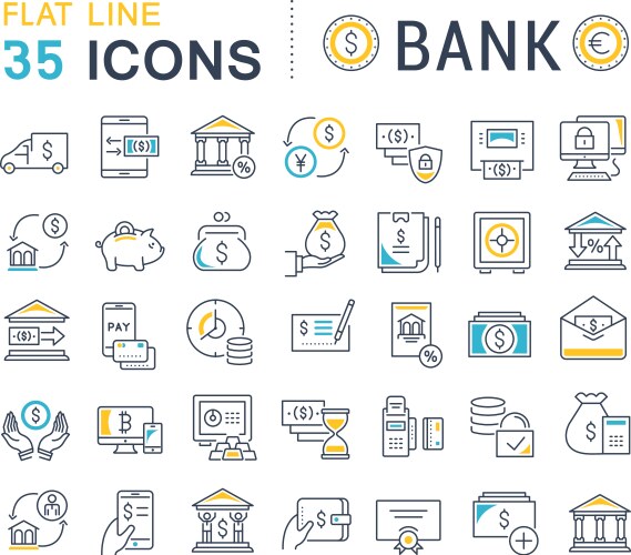 Collection of icons for banks and financial Vector Image