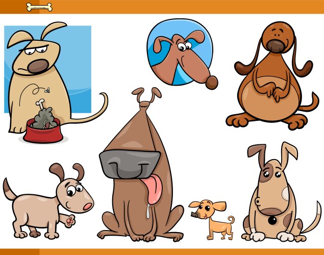 Cartoon group of cute dogs Royalty Free Vector Image