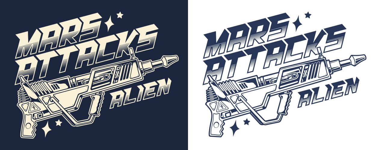Martian weapon vintage monochrome label Royalty Free Vector