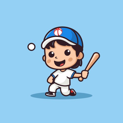 Cute baseball player cartoon character Royalty Free Vector