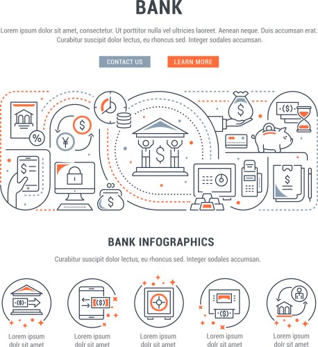 Linear banner bank Royalty Free Vector Image - VectorStock