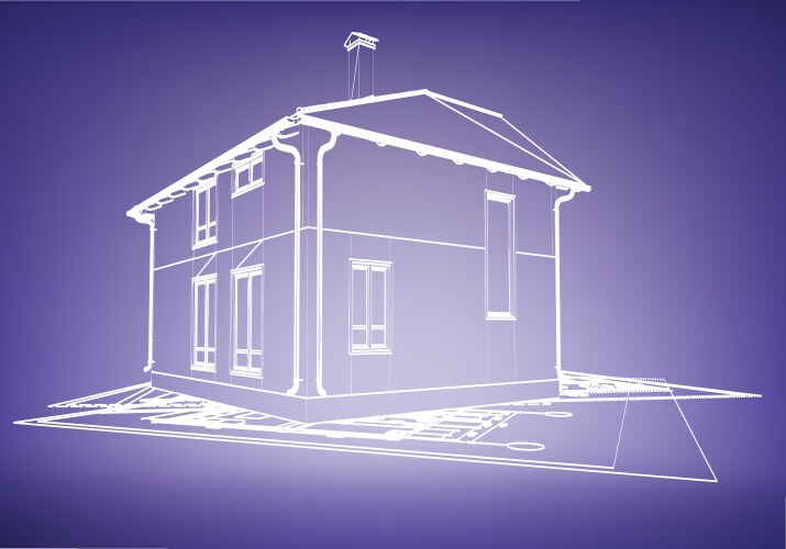 Construction polygonal wireframe building under Vector Image