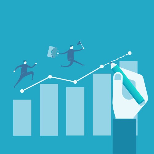 Hands pushing graph up Royalty Free Vector Image