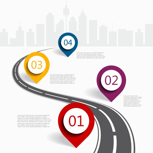 Road map infographic template with 5 pin pointers Vector Image