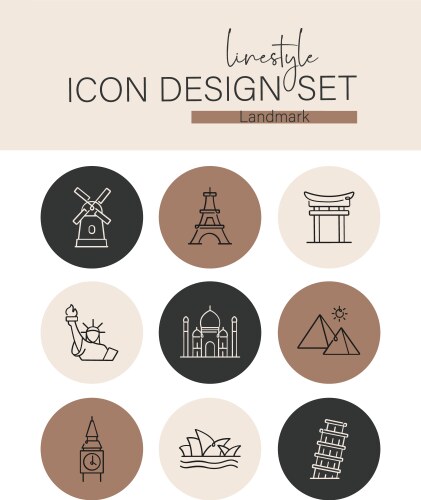 Linestyle Icon Design Set Influencer Royalty Free Vector