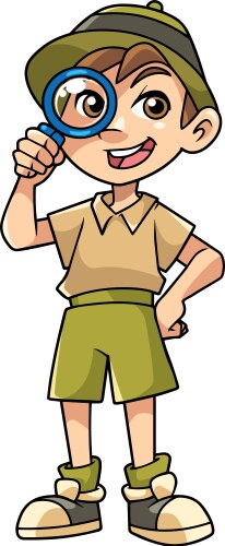Cartoon little boy explorer with backpack Vector Image