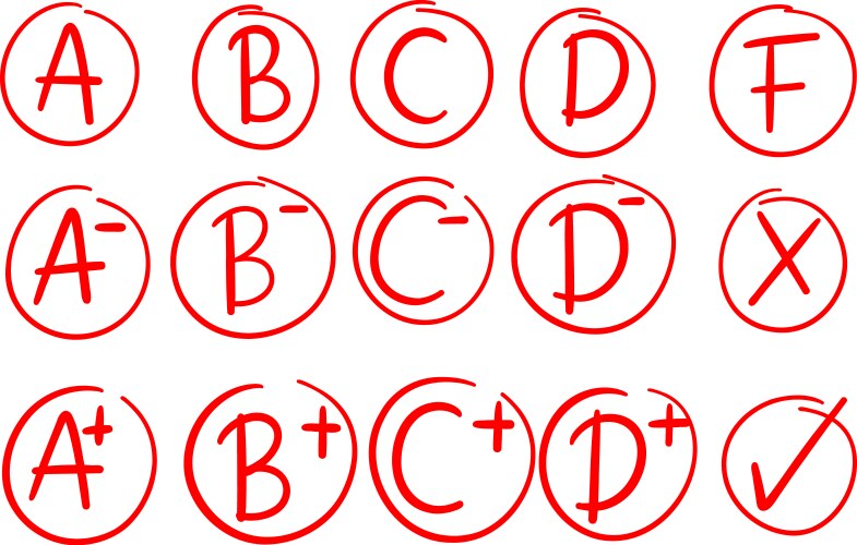 School grades hand drawn doodle notes Royalty Free Vector