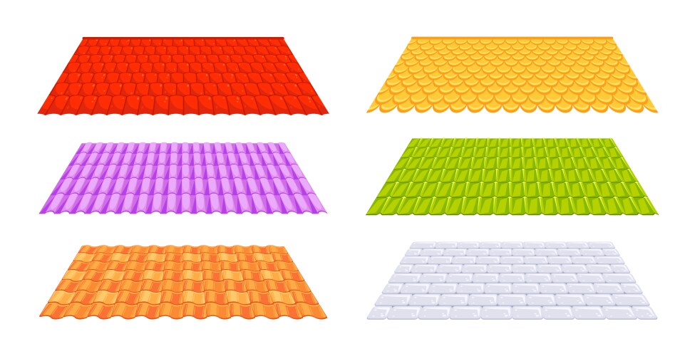 Roof tile textures materials profile sheets Vector Image