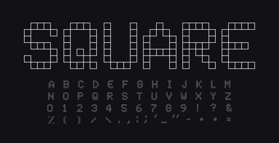 Line font and alphabet square typeface letter Vector Image