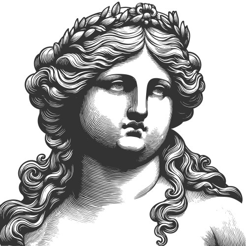 Fat greek statue engraving Royalty Free Vector Image