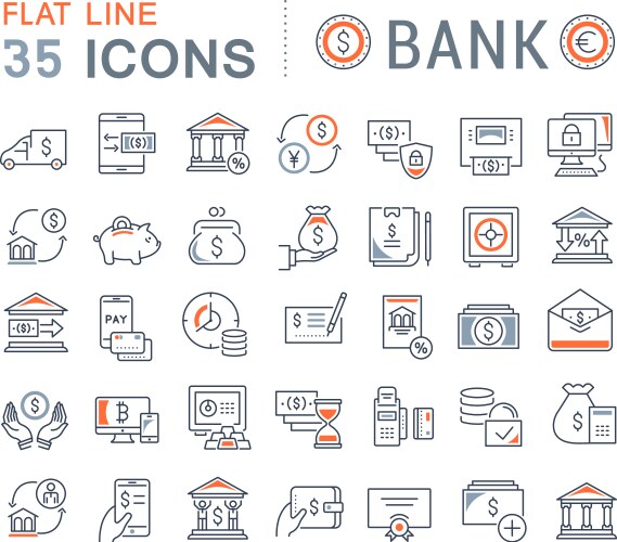 Collection of icons for banks and financial Vector Image