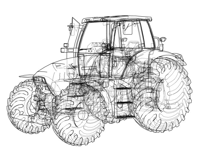 Hand drawn farm tractor sketch Royalty Free Vector Image
