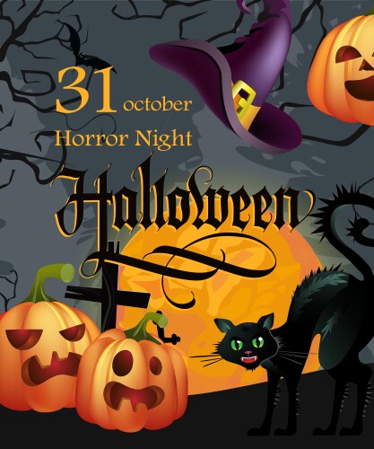 Halloween objects october holiday cartoon Vector Image