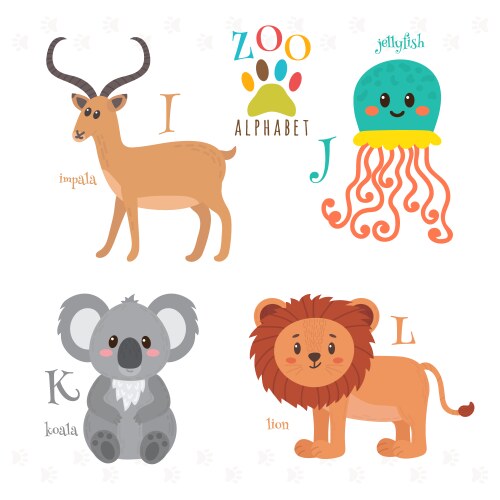 Cute cartoon animals zoo alphabet with funny Vector Image